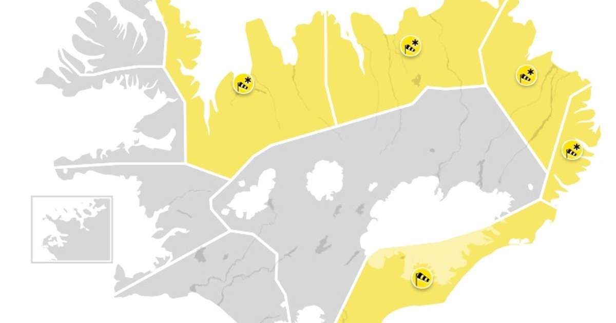 Update: yellow alerts now extend across country - RÚV.is