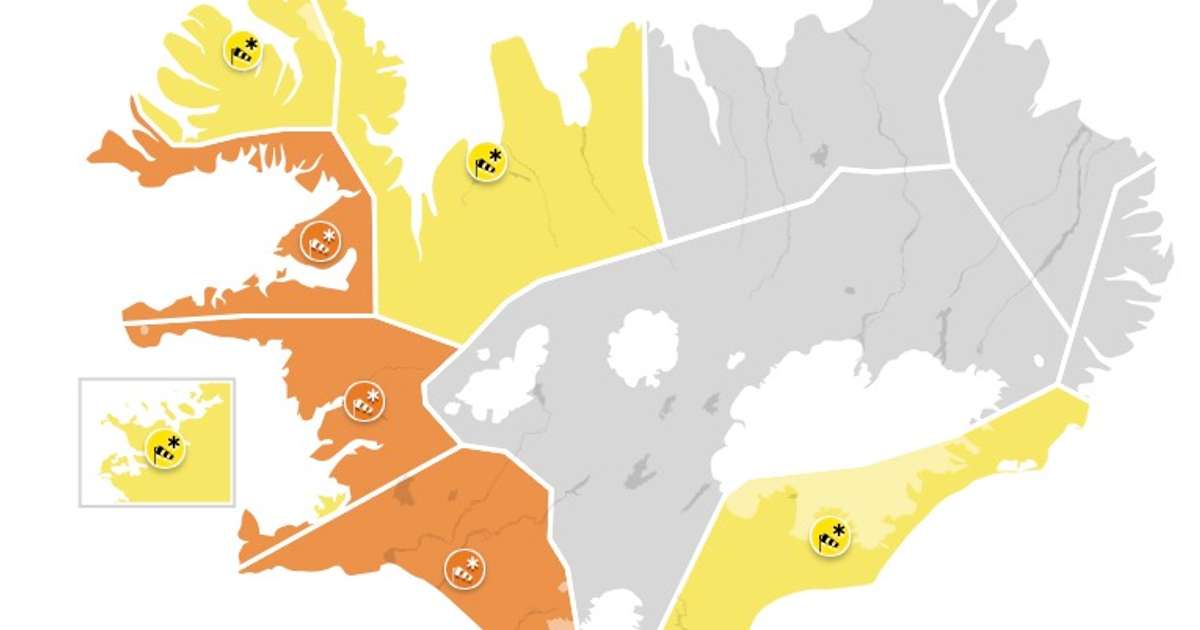 Orange snow and gale warnings into Christmas Day - RÚV.is