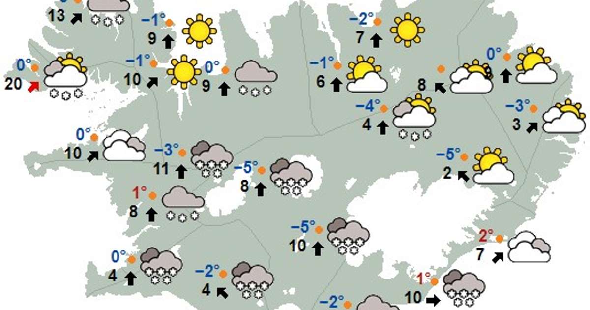 Gluggi myndast milli gulra viðvarana síðdegis - RÚV.is