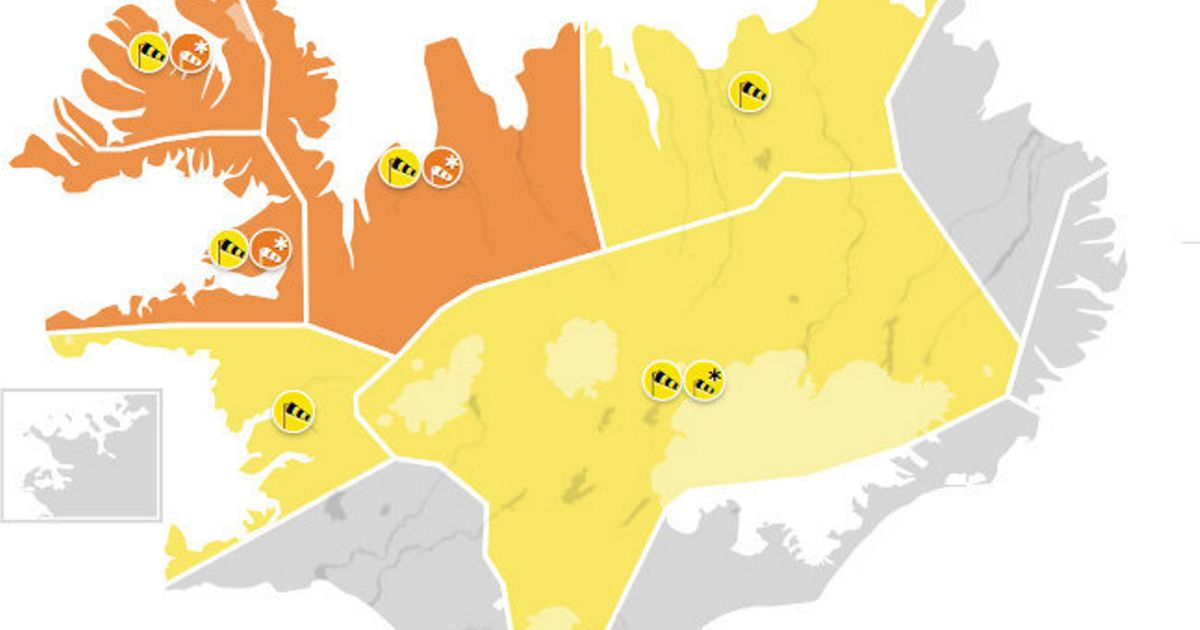 Orange weather warnings for wind and snow today - RÚV.is