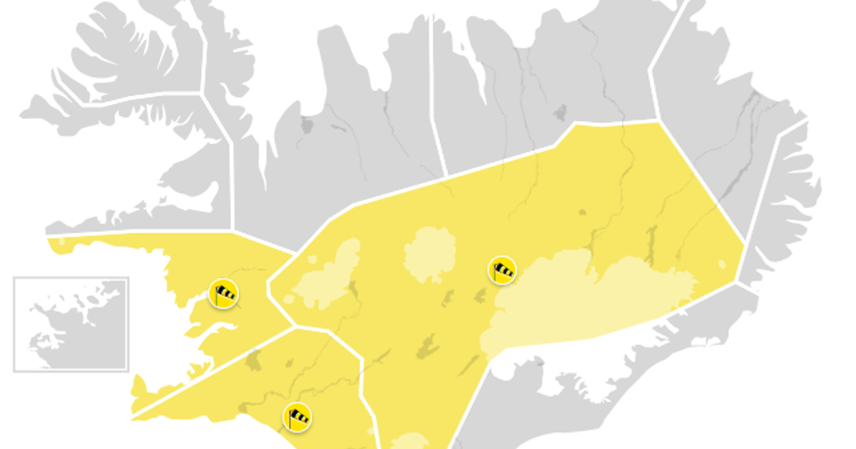 Yellow warnings of severe gale and storm force winds - RÚV.is