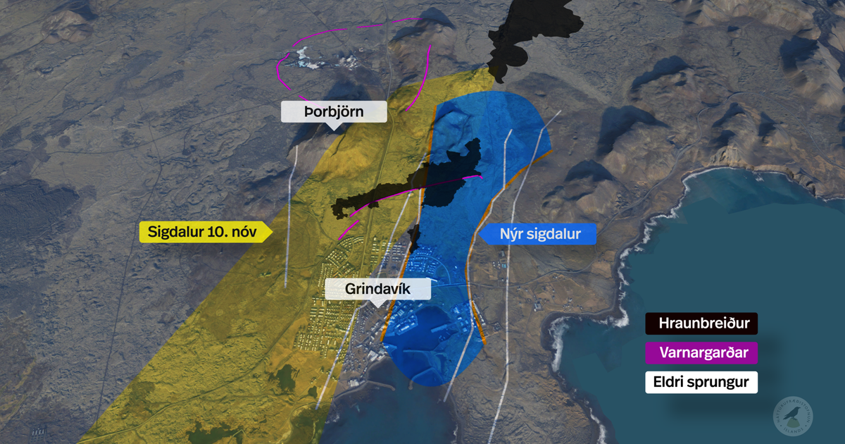 A new graben has formed under Grindavik - RÚV.is